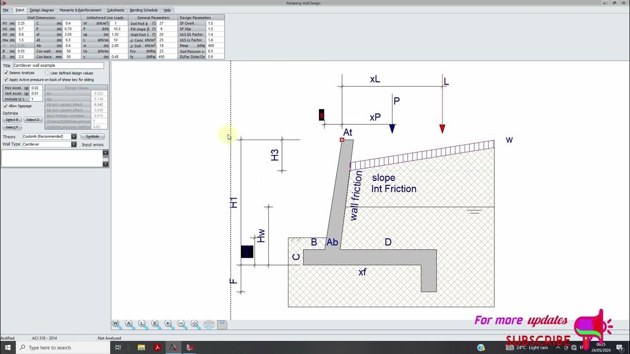PROKON || How to Design of Retaining Wall using Prokon - YouTube