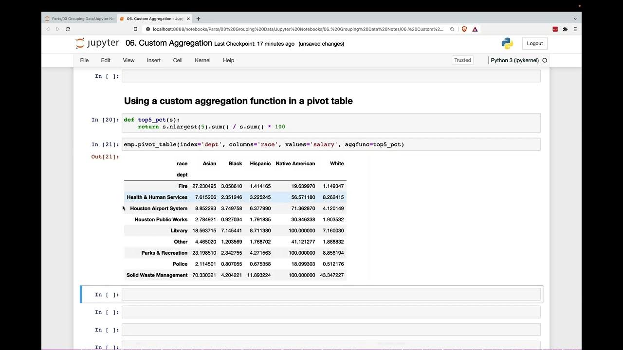 05 Using a custom aggregation function in a pivot table - YouTube