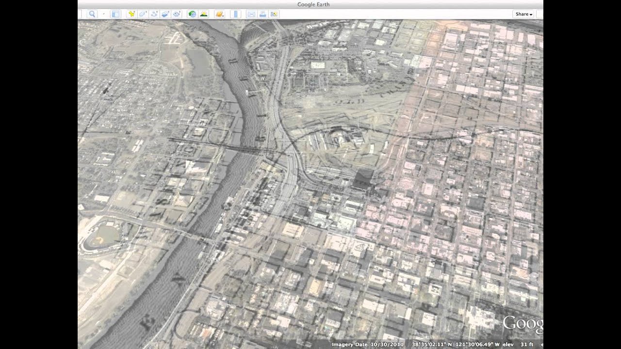 Sacramento 1874 historical map overlay - YouTube