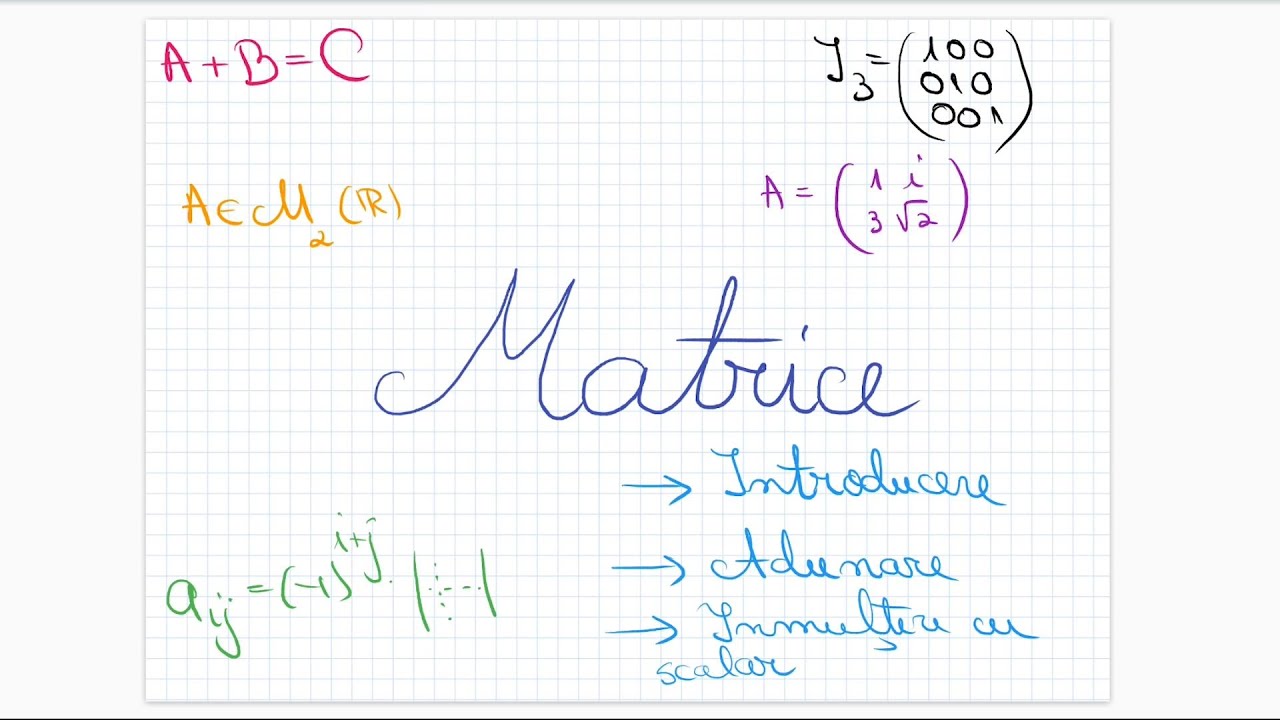 Matrice: introducere, adunare, inmultire cu scalar - YouTube