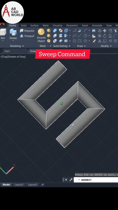 Sweep Command in Autocad 3d | Autocad for beginners | #shorts #autocad #abcadworld - YouTube