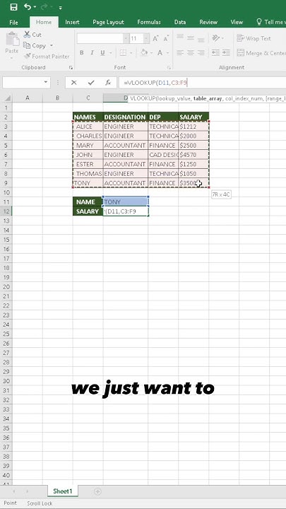 VLOOKUP FUNCTION IN 60 SECONDS DAY#12 EXCEL PRO TIPS - YouTube