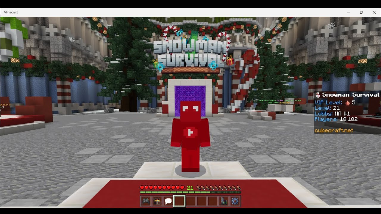Playing Snowman Survival on CubeCraft - YouTube
