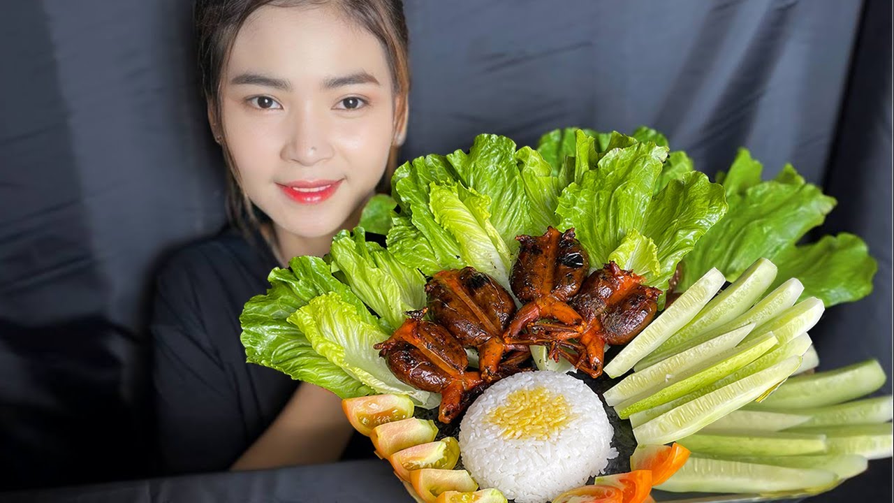 ASMR MUKBANG EATING GRILLED FROG WITH FRESH VEGETABLES | EATING SOUND ...