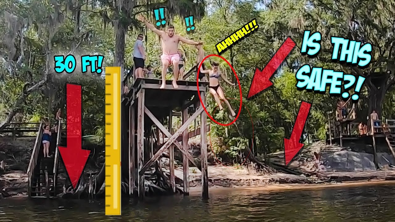 EXTREME 30 FT JUMP INTO DEEP DARK WATERS!! - YouTube