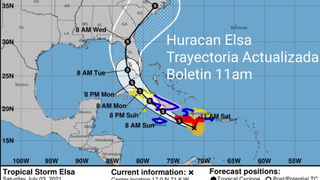 Tormenta tropical Elsa trayectoria actualizada Boletin 11am - YouTube