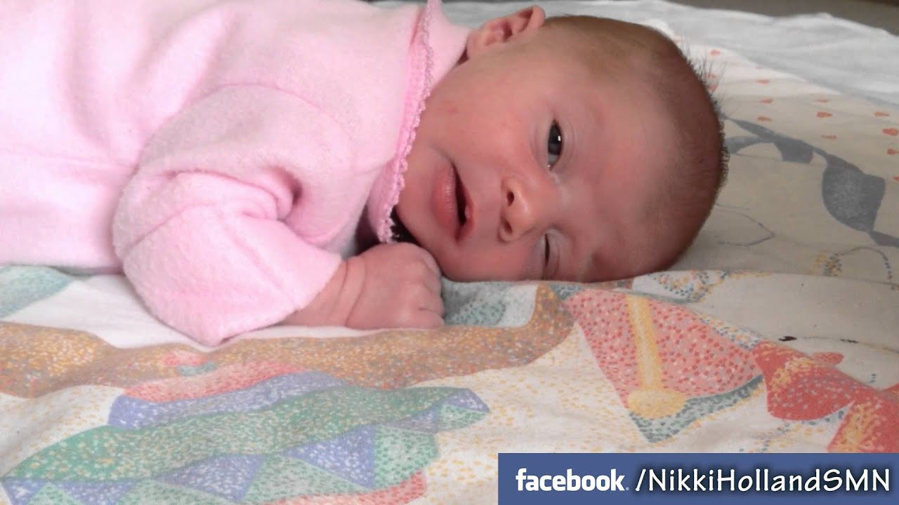 Baby Miah first tummy time - Nikki Holland - YouTube