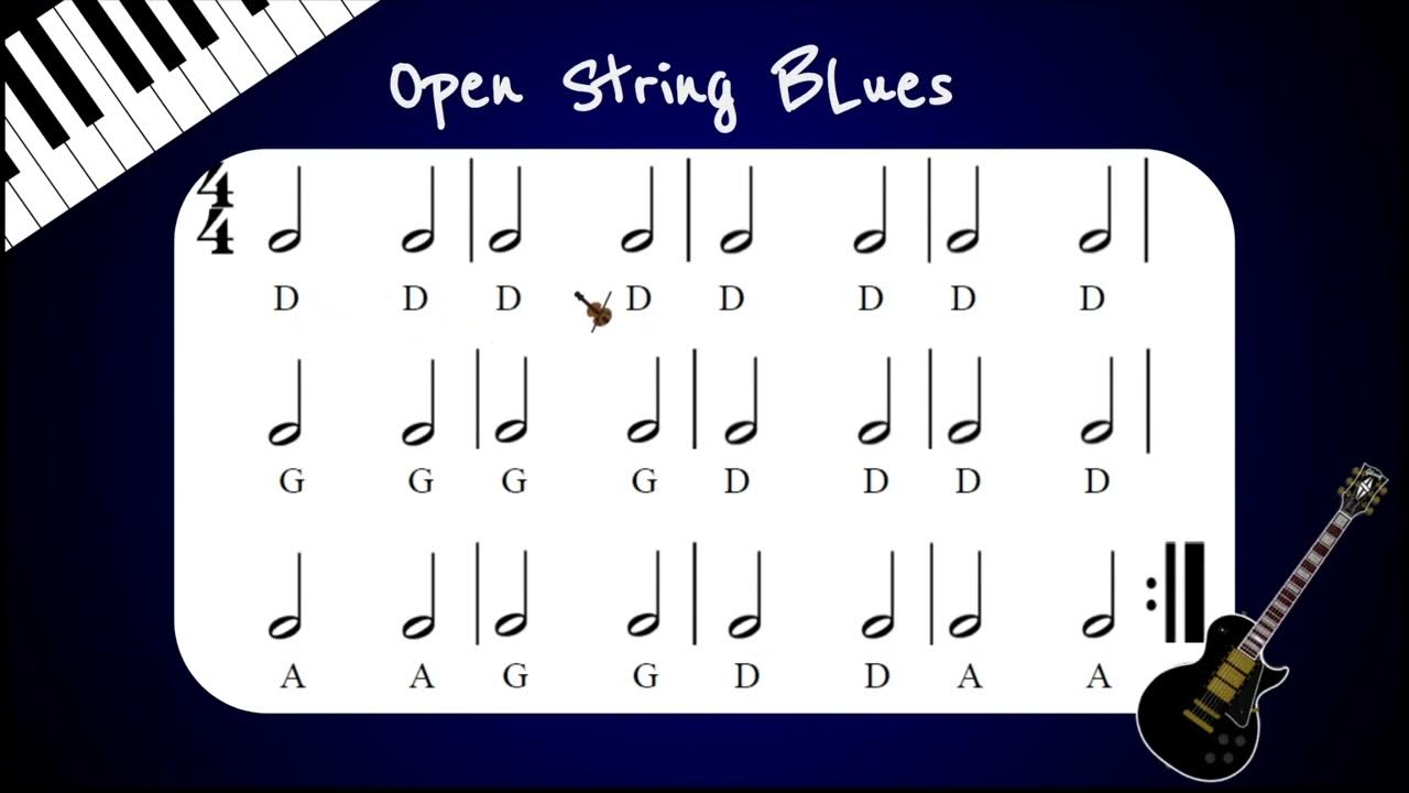 Open String Blues (D Major): Half Notes - YouTube