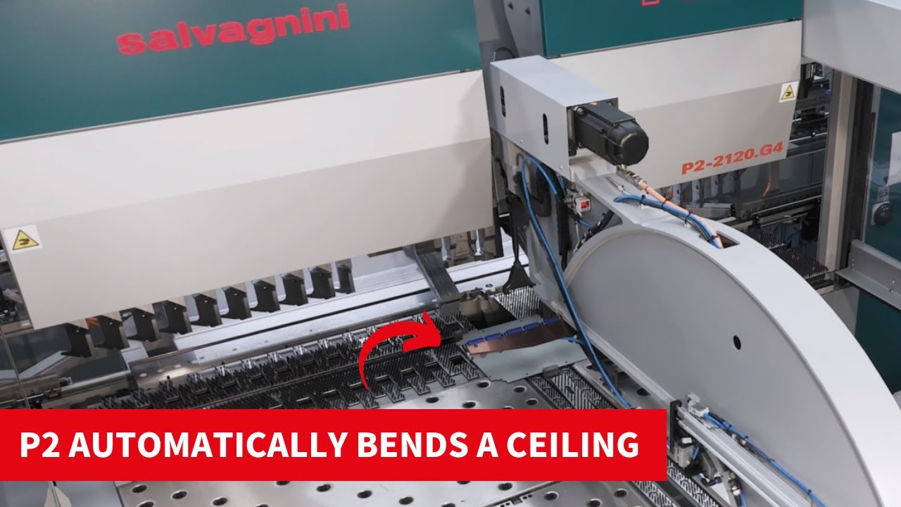 Salvagnini panel bender: P2 automatically bends a ceiling - YouTube