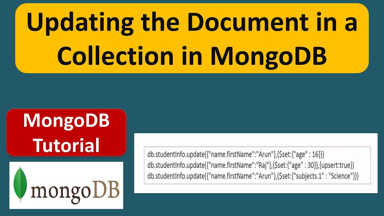 Updating The Document In A Collection In Mongodb Mongodb Tutorial For