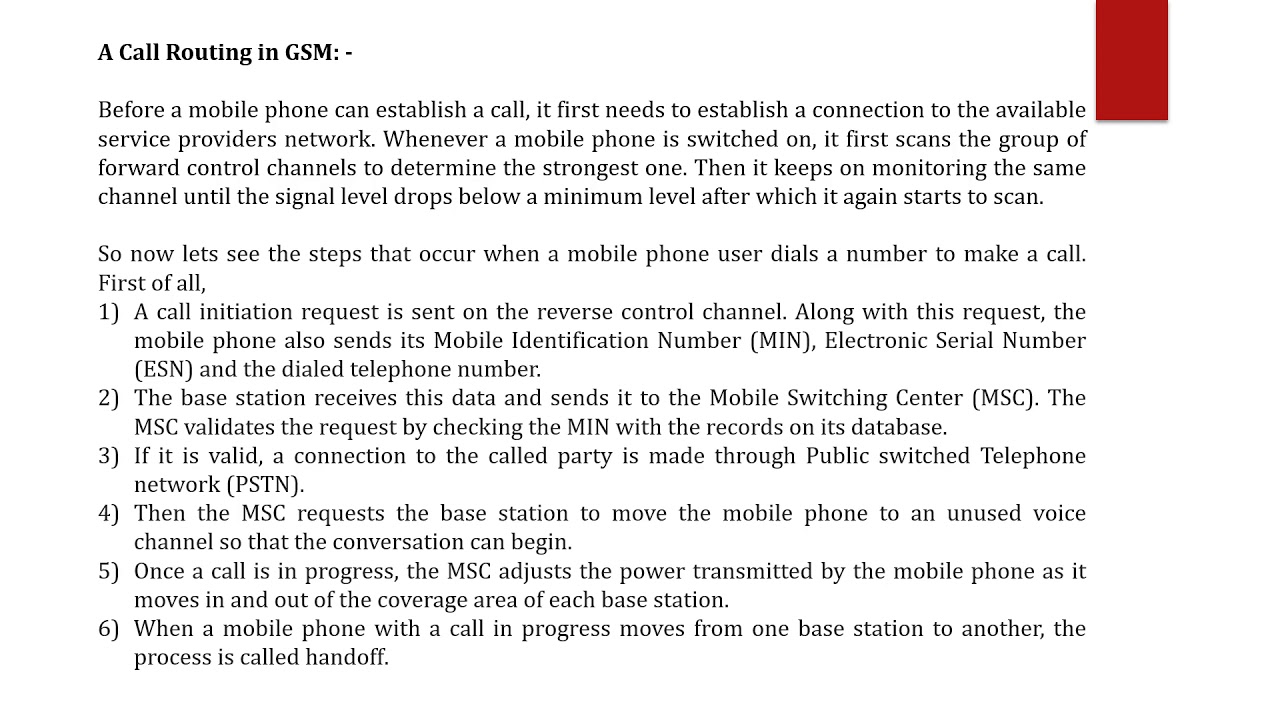MCO- Mobile Computing- BE CSE- Call Routing in GSM - YouTube