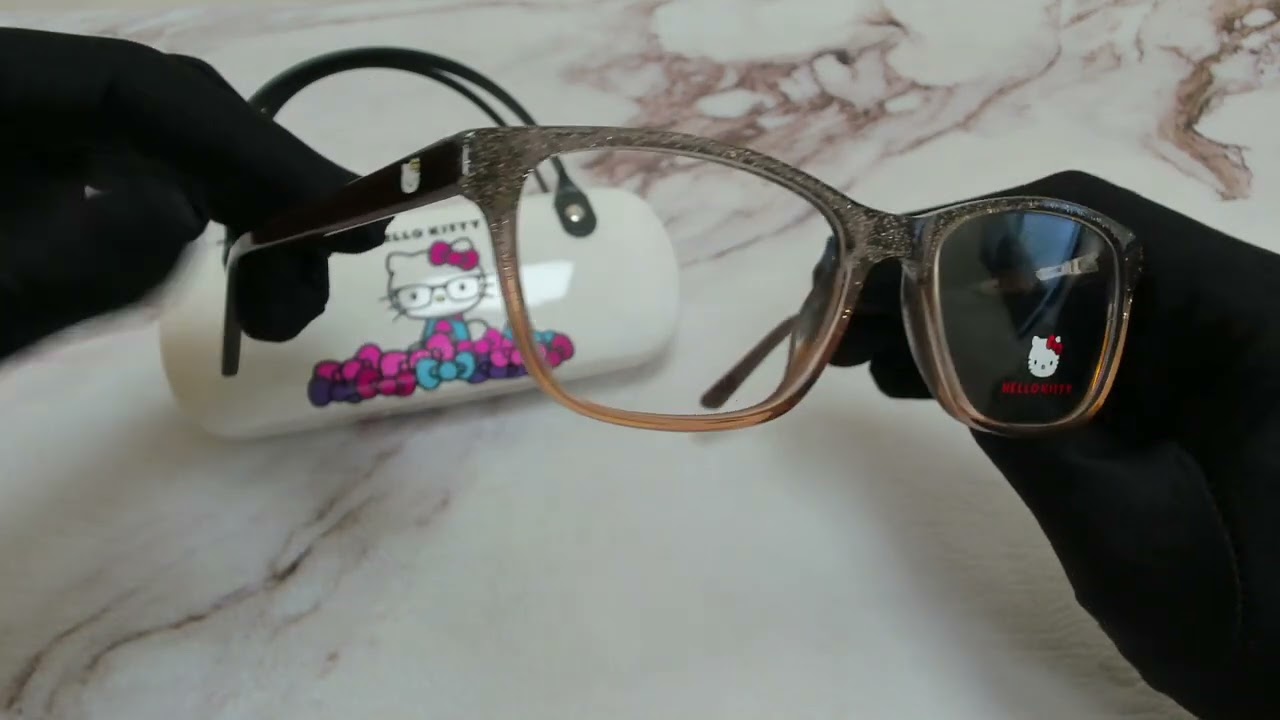 Hello Kitty Eyeglasses Model-HK307 Color-3 Brown Glitter - YouTube
