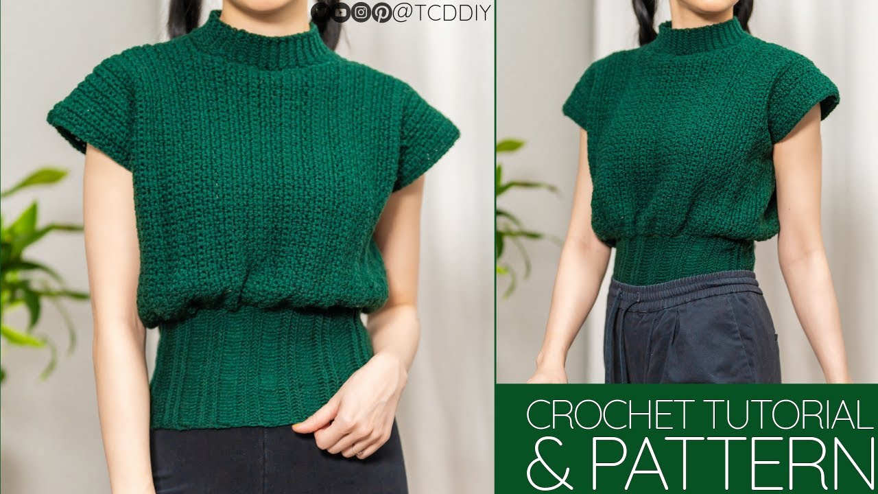 How to Crochet Modern Mock Neck Top | Pattern & Tutorial DIY - YouTube