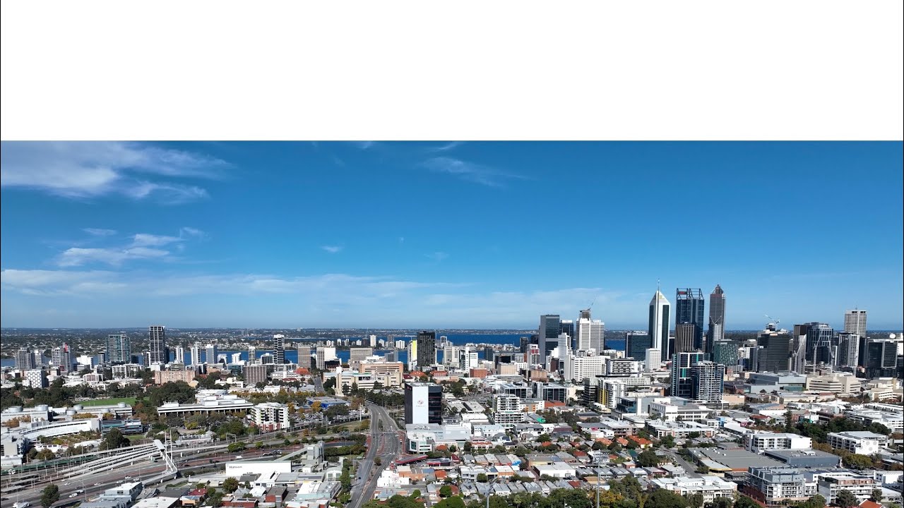 A aerial view from the CBD of Perth Western Australia with positions of ...