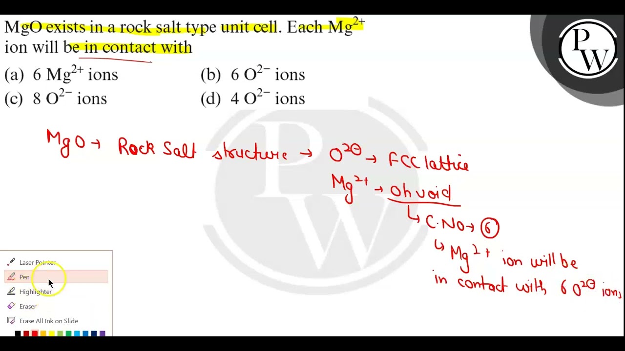 mathrm{MgO} \) exists in a rock salt type unit cell. Each \( \m ...