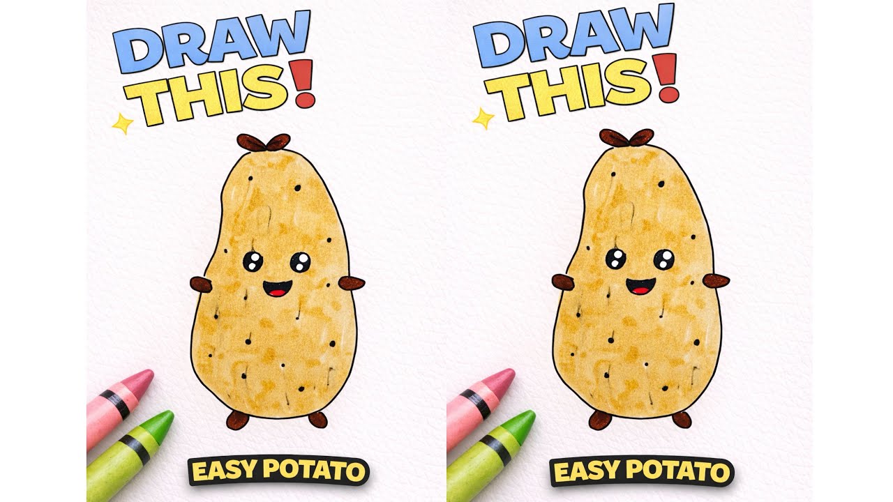 Easy Cute Potato Drawing 🥔 | Simple Drawing for Kids #kidsdrawing # ...