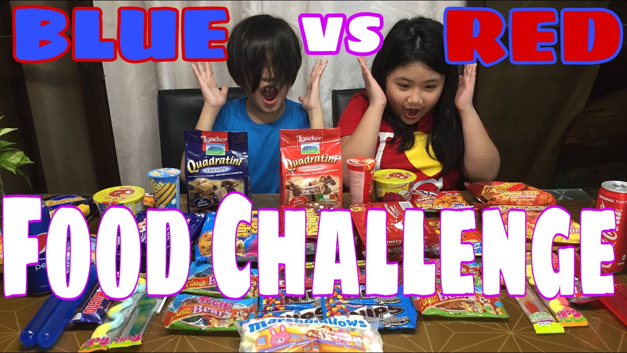Blue Vs Red Food Challenge | Eating Everything one color only for 24 ...