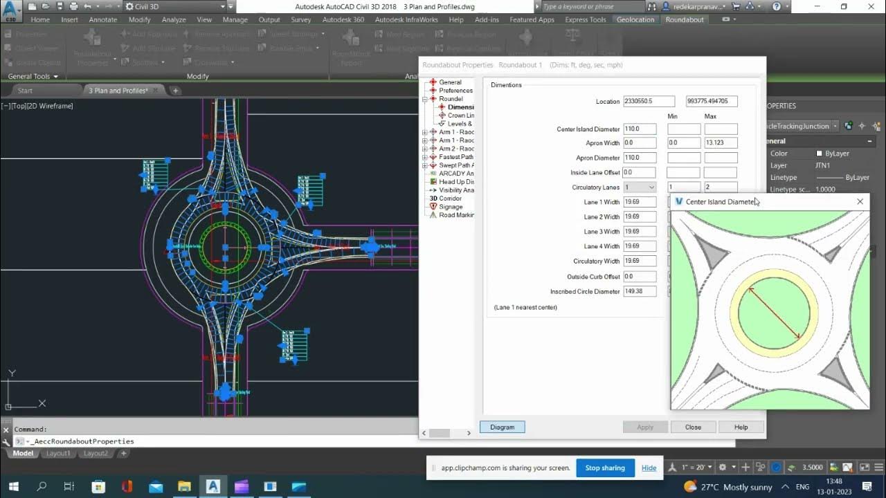 CIVIL 3D INTERSECTION, ROUNDABOUT AND SURFACES - YouTube