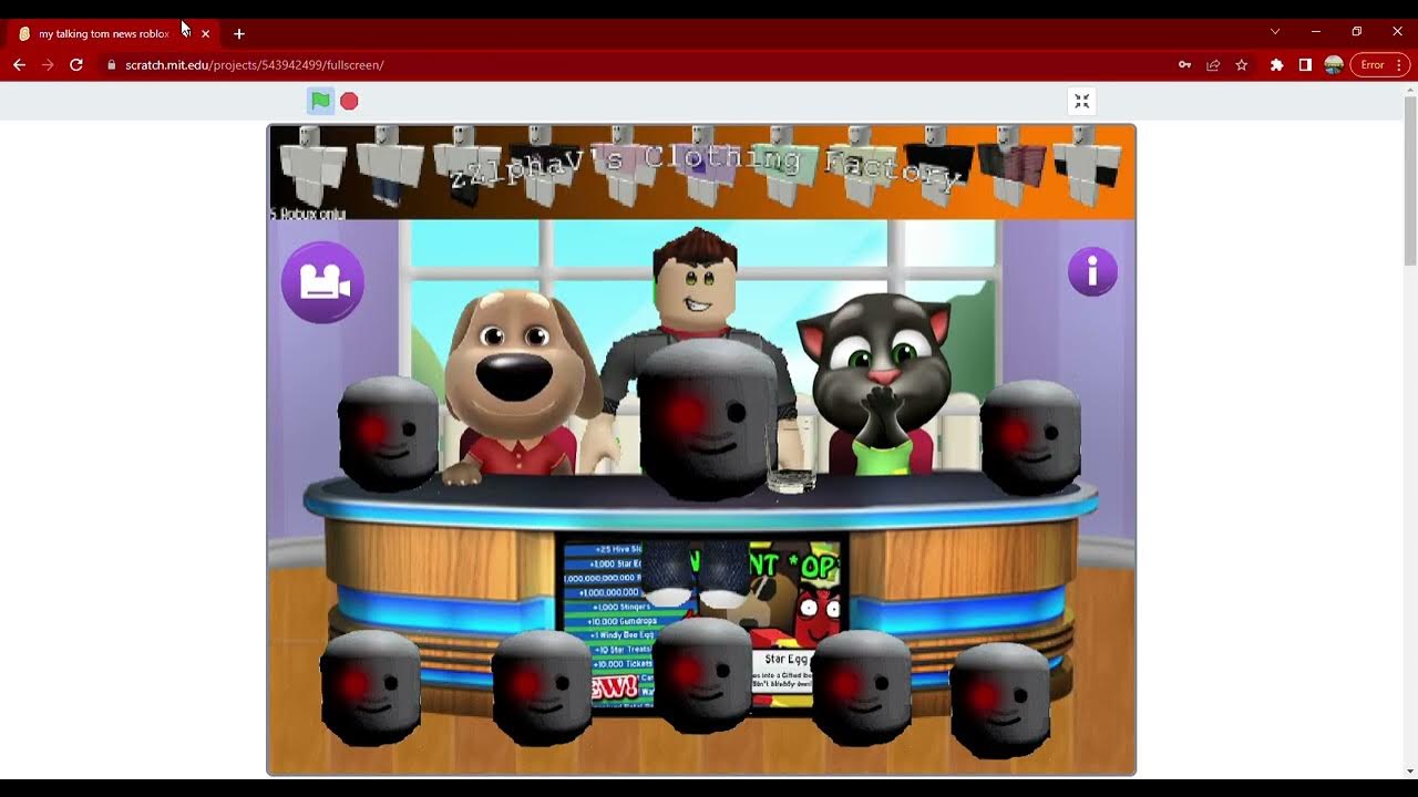 Playing My Talking Tom News Roblox On Scratch Part 2 Youtube