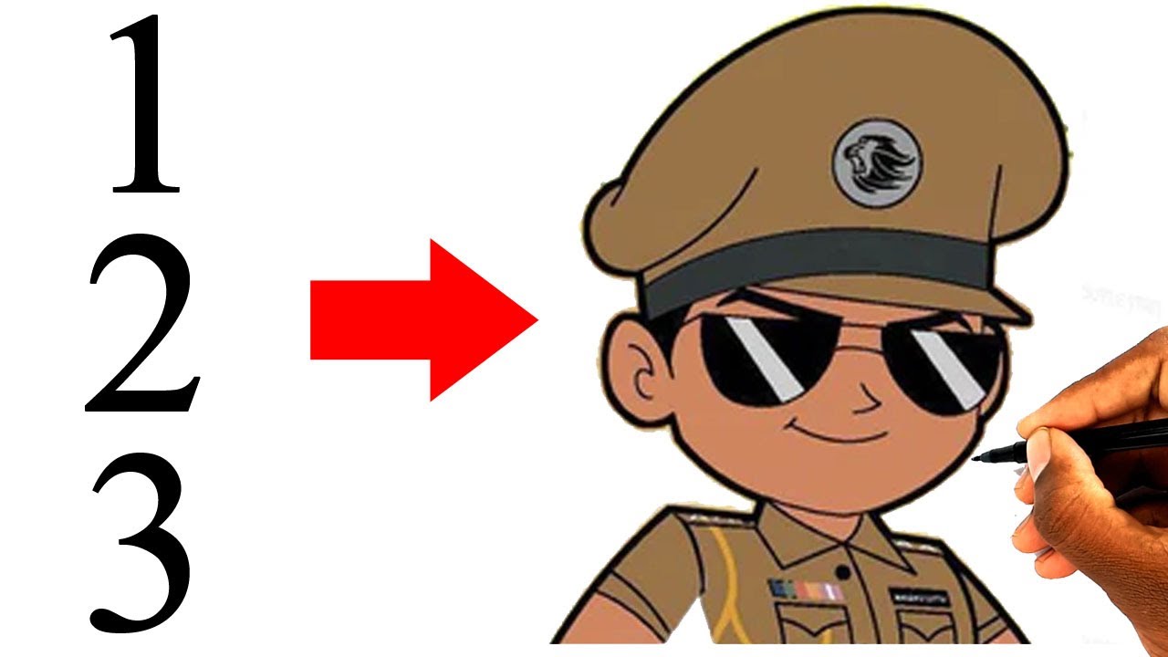 123 into Little singham drawing - How to draw little singham cartoon ...
