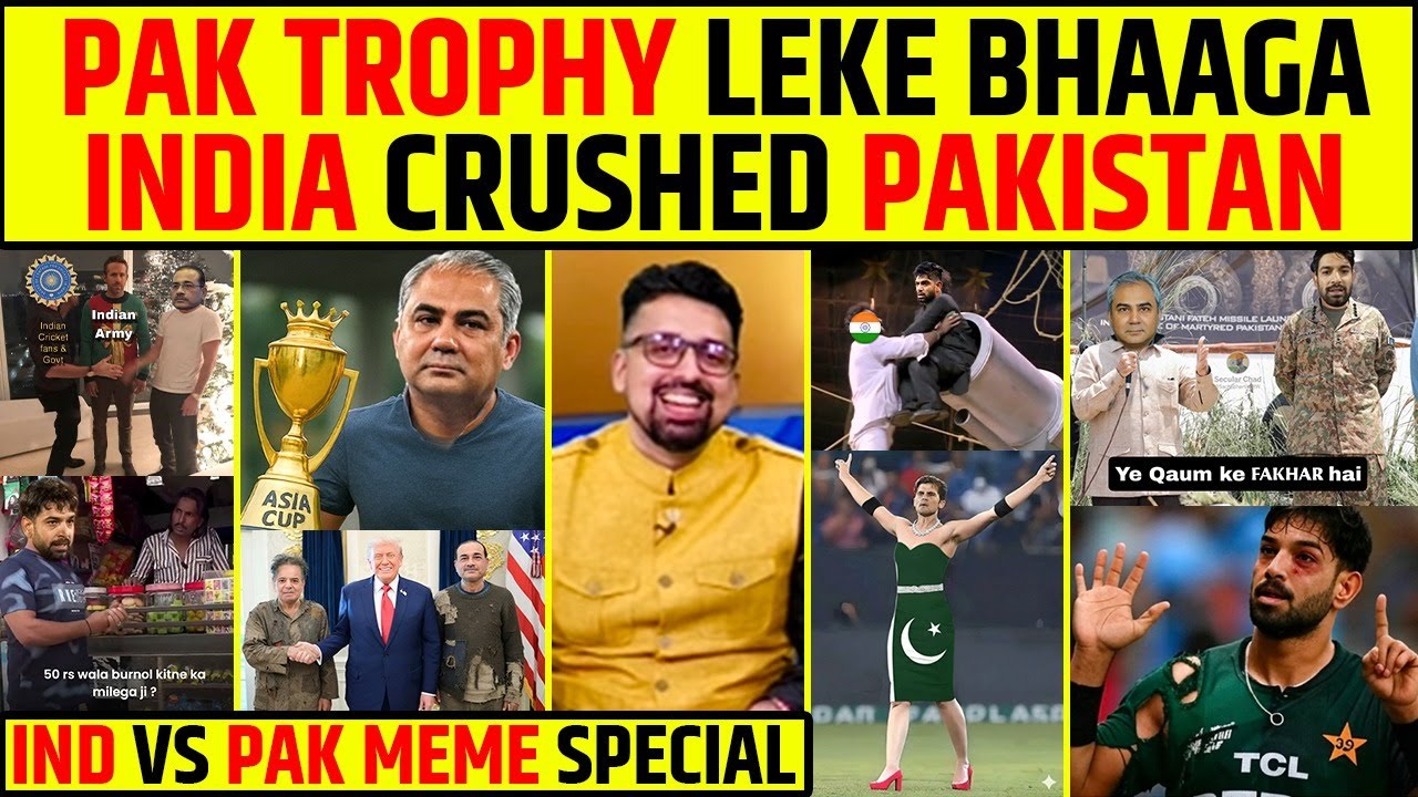 PAKISTAN TROPHY LEKE BHAAGA | INDIA CRUSHED PAKISTAN | IND VS PAK MEME ...