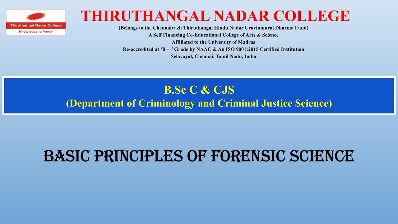 Basic Principles of Forensic Science - YouTube
