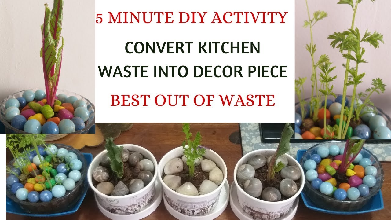 BEST OUT OF WASTE| 5 MINUTE DIY ACTIVITY|CONVERT KITCHEN WASTE INTO ...