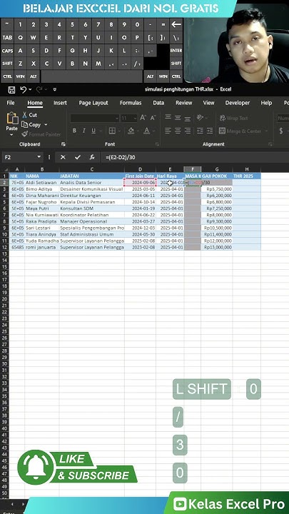 Cara Cepat Menghitung Masa Kerja dengan Excel secara Otomatis #shortvideo #tutorialexcel - YouTube