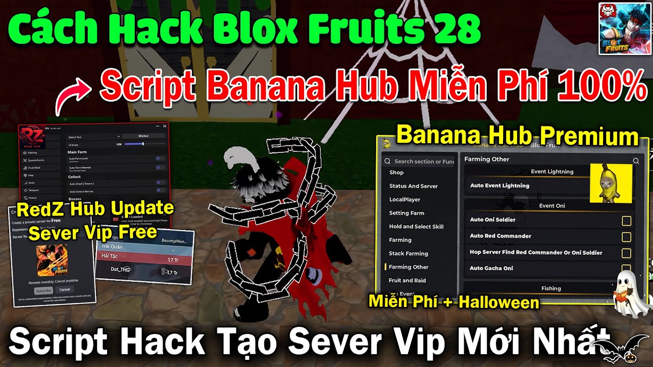RedZ Hub Tạo Sever Vip Free ! Cách hack Blox Fruits 28 script Banana ...