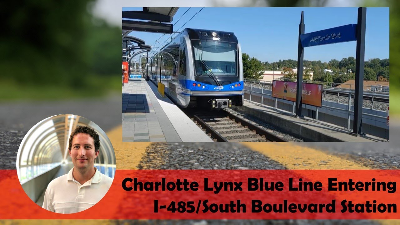 Charlotte Lynx Blue Line Entering I-485/South Boulevard Station - YouTube
