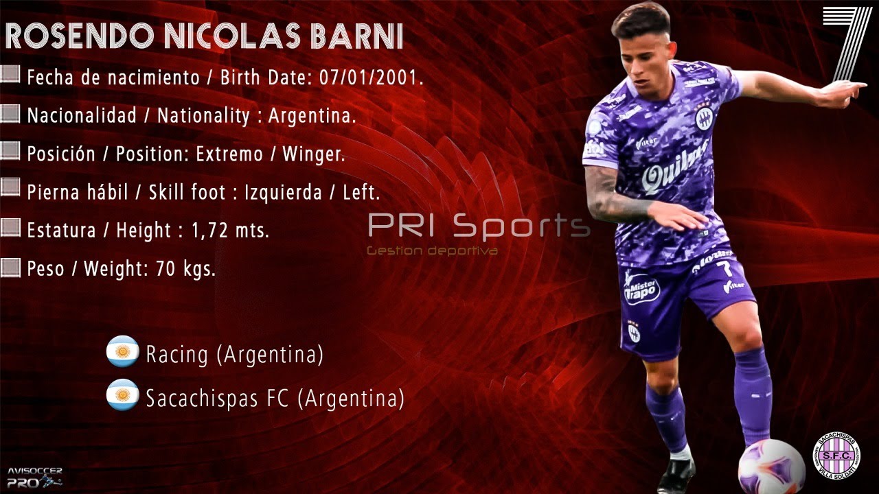 Rosendo Nicolas Barni #7 // Extremo - winger // Sacachispas 2022 - YouTube