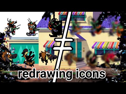 redrawing pibby oggy icons | ibispaint x fnf - YouTube