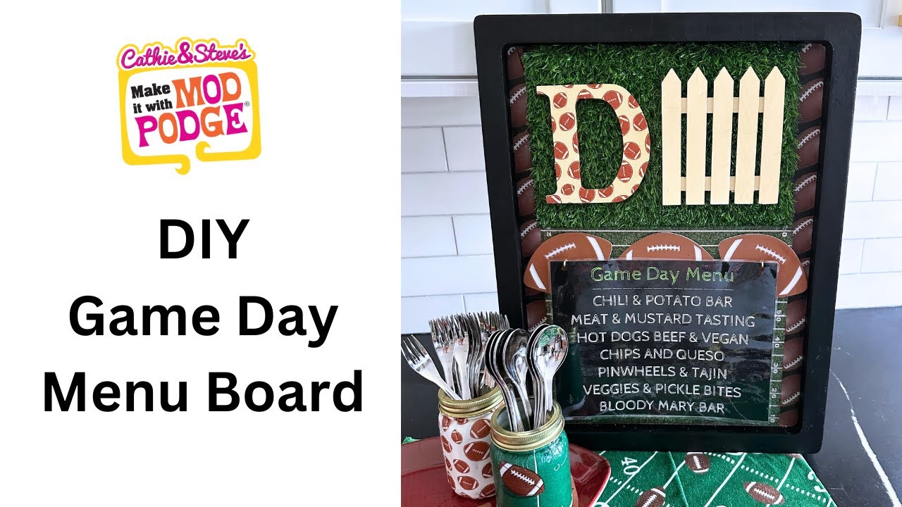 DIY Super Bowl Party Football Game Day Menu Board with Mod Podge Party ...