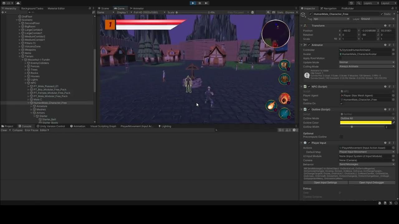 ARPG Game Development in progress 11 - Outline NPC - GamePlay - Unity3D - YouTube