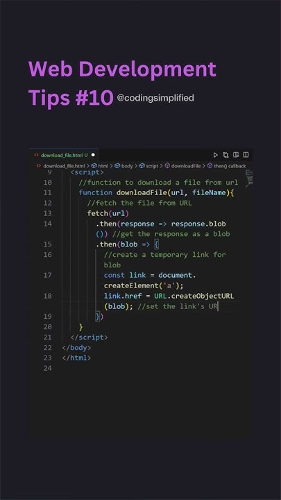 File download from url in JS. #javascript #programming #coder #webdev #explore #viral #shorts ...