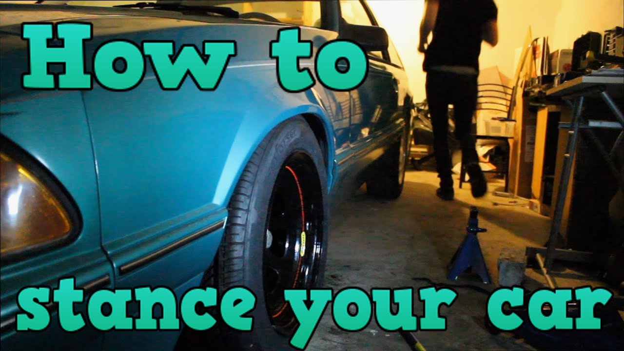 MUSTANG DRIFT BUILD (EP 2 Stancing and lowering the car) - YouTube