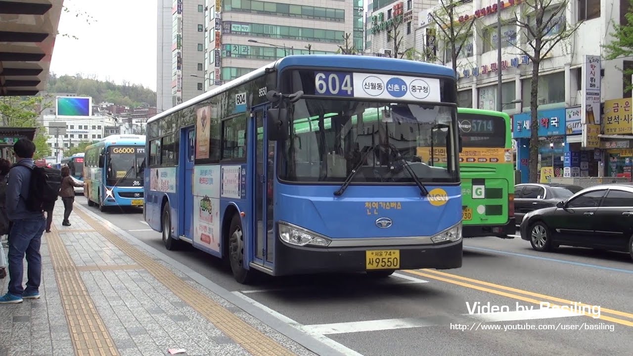 韓國首爾大宇巴士 @ 604 염천교-신촌로터리 Seoul Bus Rt.604 서울 604 - YouTube