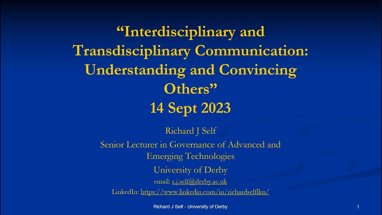 “Interdisciplinary and Transdisciplinary Communication: Understanding ...