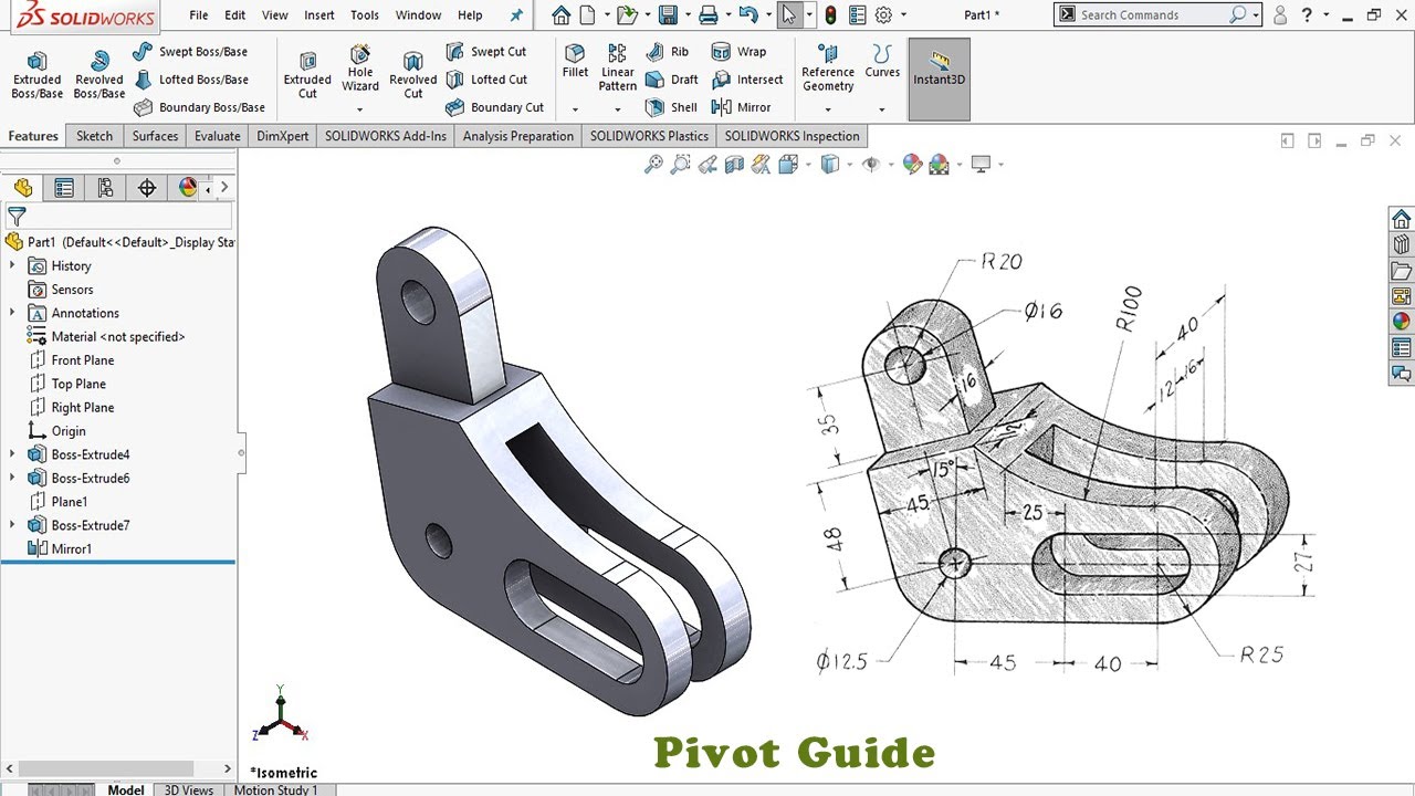 Solidworks Tutorial: Exercise #13 (Pivot Guide) - YouTube