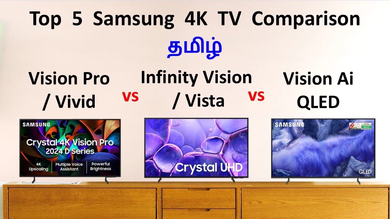 Top 5 Samsung 4K TV Comparison in Tamil | Infinity vision vs vista vs ...
