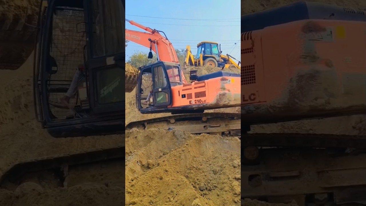 JCB with poklen working - YouTube