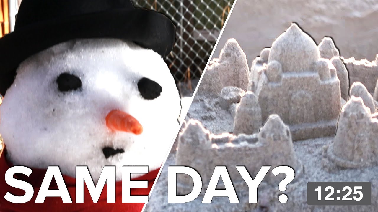 We Built A Snowman And A Sandcastle In The Same Day - YouTube