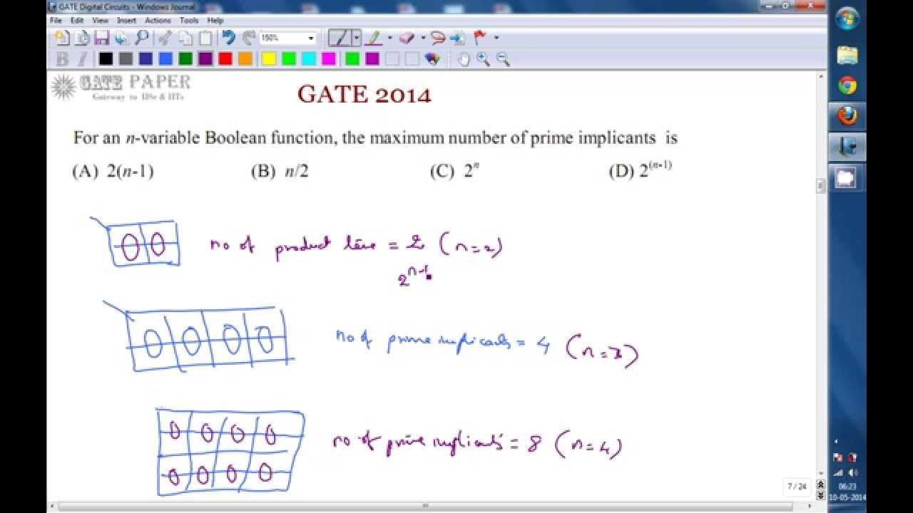 GATE 2014 ECE For an n - variable Boolean function, the maximum number ...