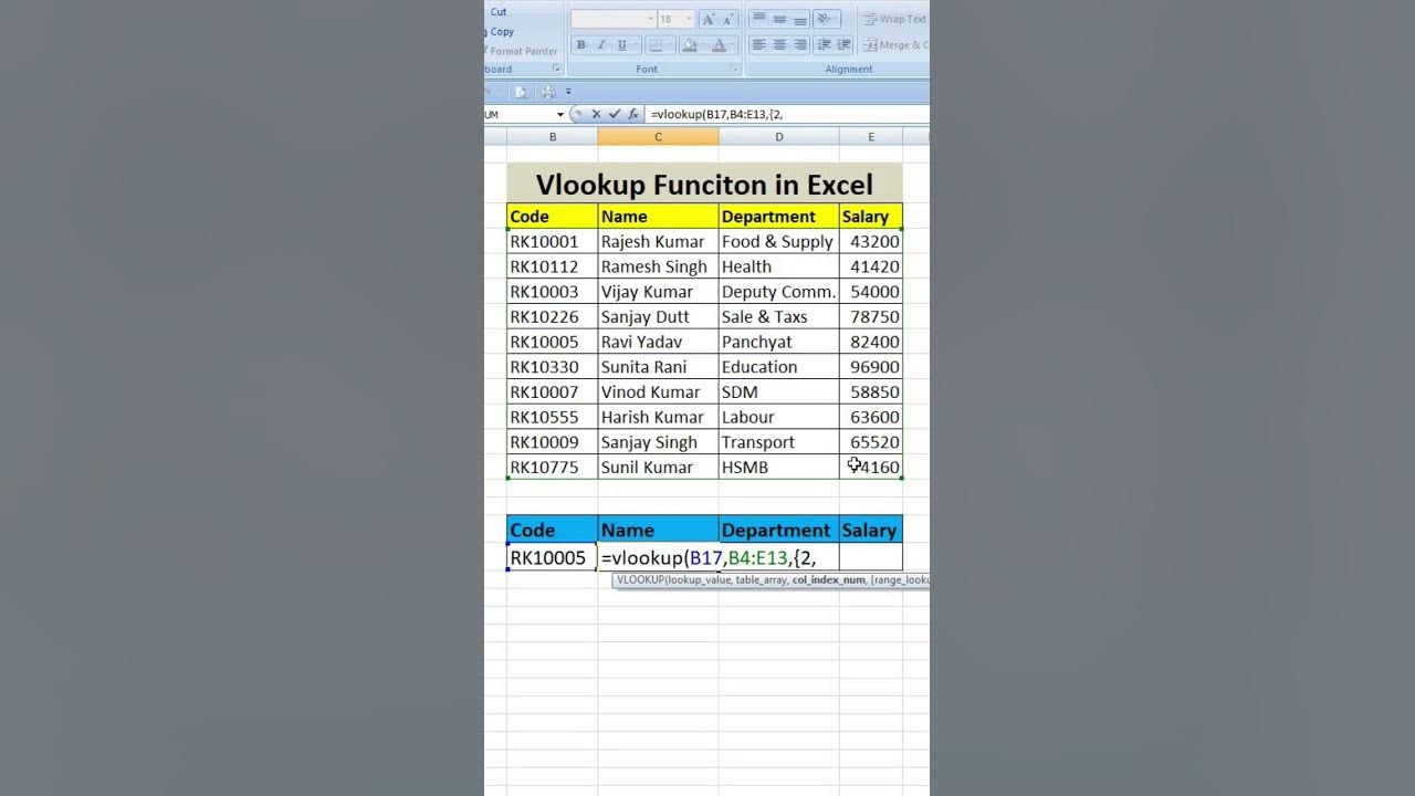 Vlookup in Excel| Excel tips and tricks #exceltips #excelinterviewquestions - YouTube