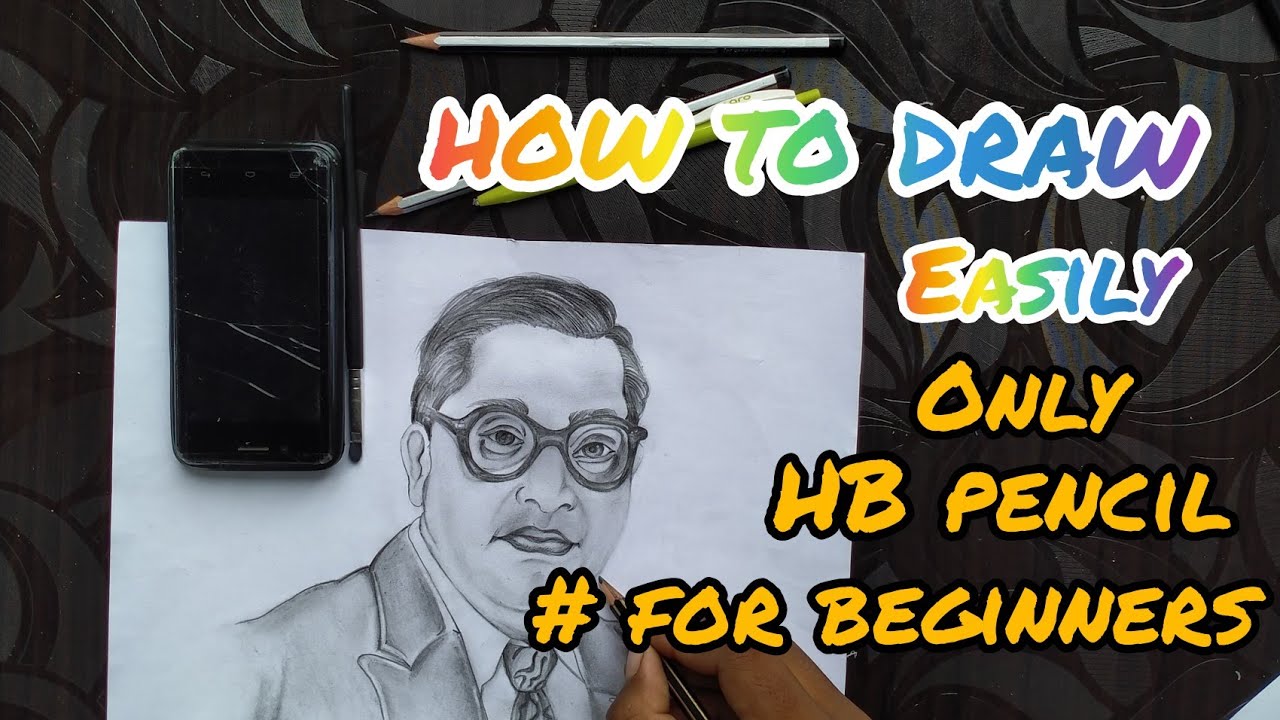 How to draw Ambedkar sketch//only HB pencil//for beginners - YouTube