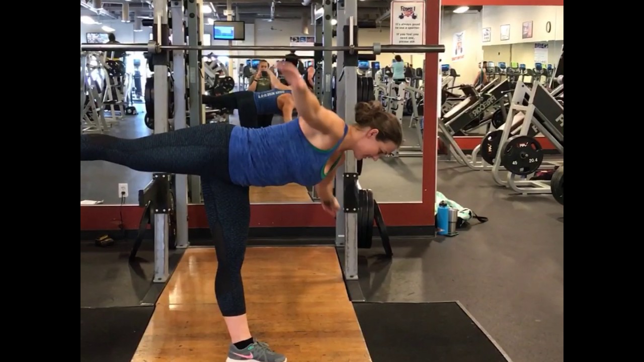 Hip strengthening/balance: single leg airplane with head turn - YouTube