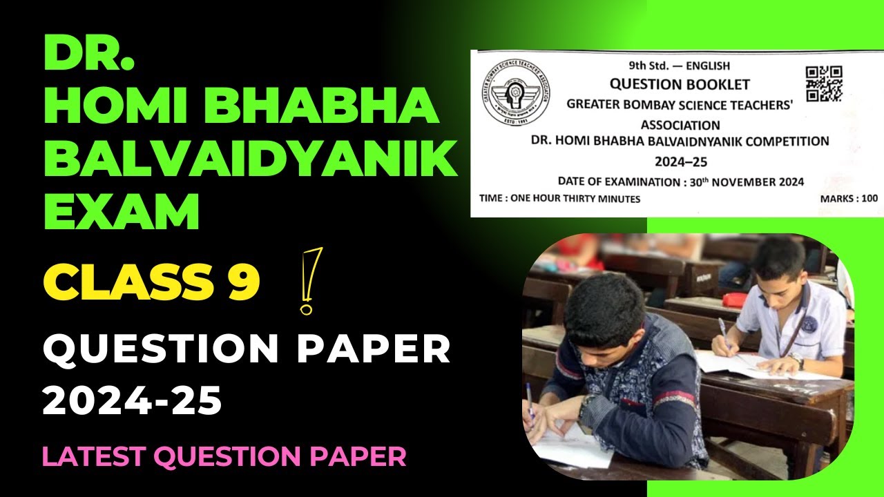 Homi Bhabha Exam 9th 2024-25 English Question Paper | 30th November ...