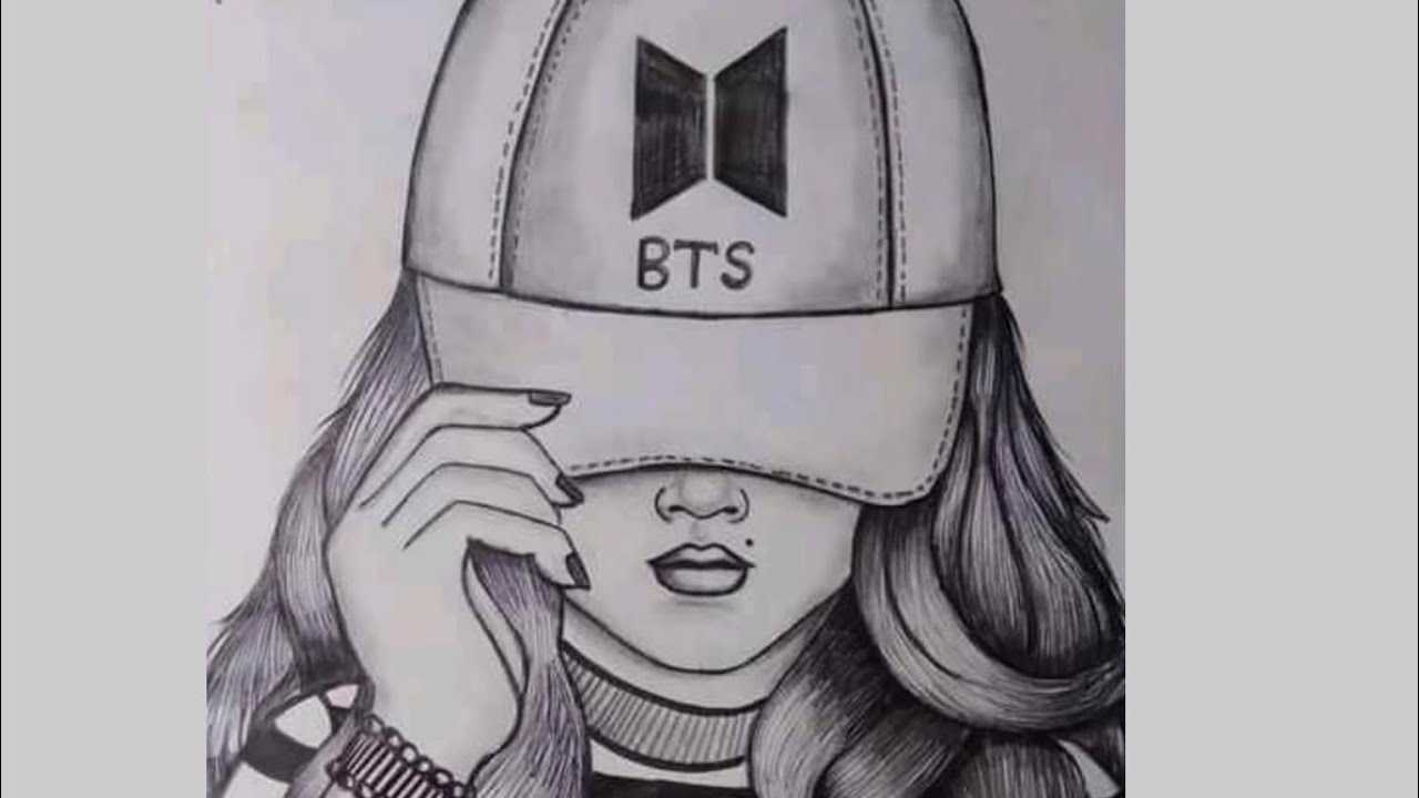 BTS cap girl | Face drawing | very beautiful pencil sekatch #art # ...