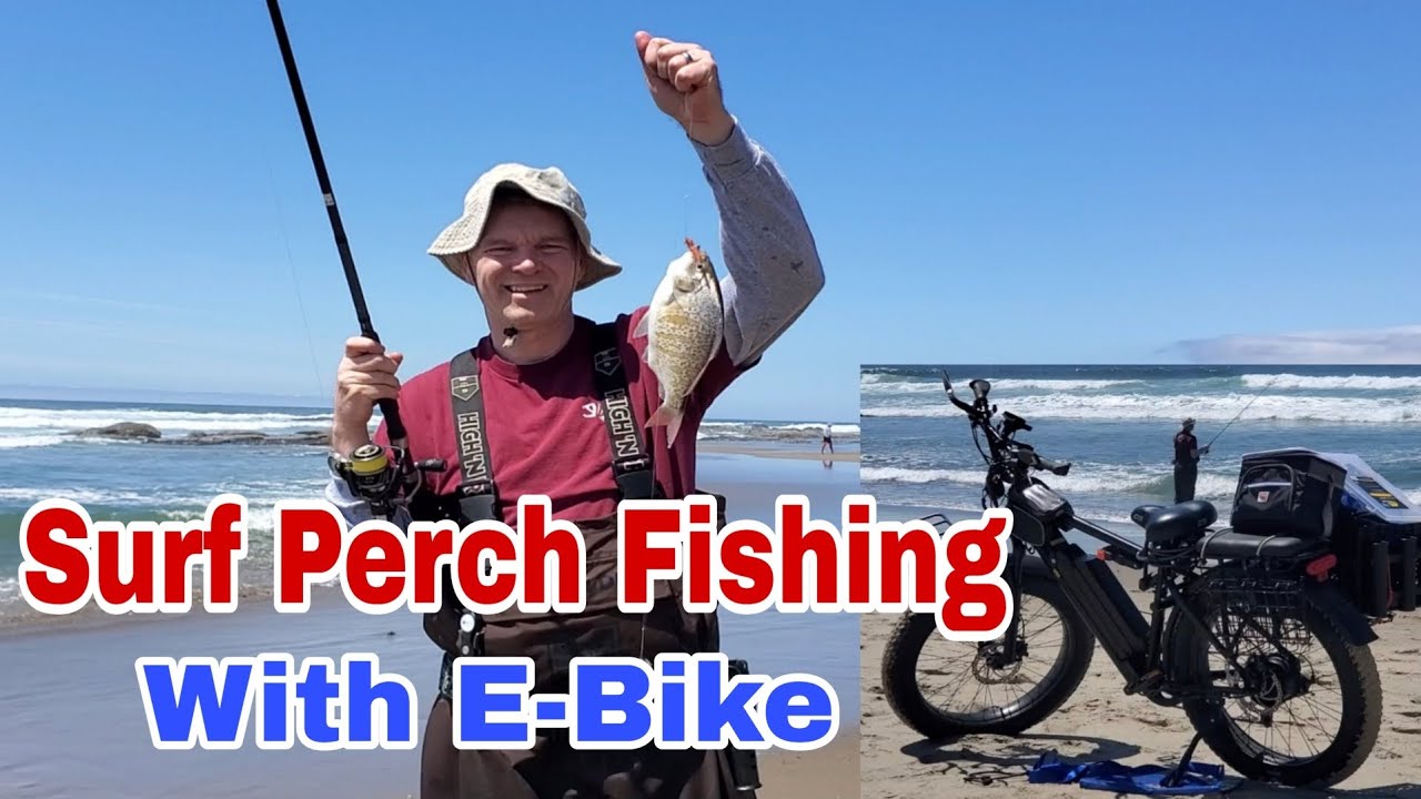 SURF PERCH FISHING WITH JUICED E-BIKE * LINCOLN CITY OREGON - YouTube