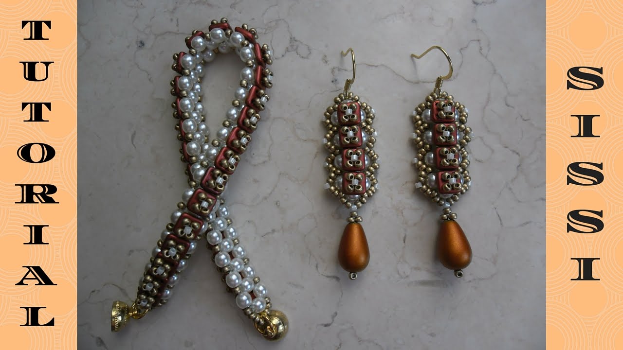 DIY - TUTORIAL Parure Sissi: orecchini + bracciale con le QUADRATILE - YouTube